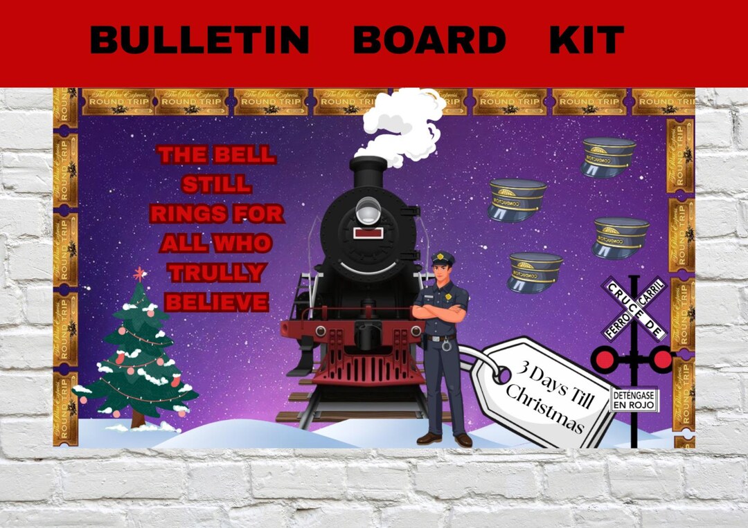 Bulletin Board Kit Christmas Board Jingle Bell Train Hat Student Photo ...