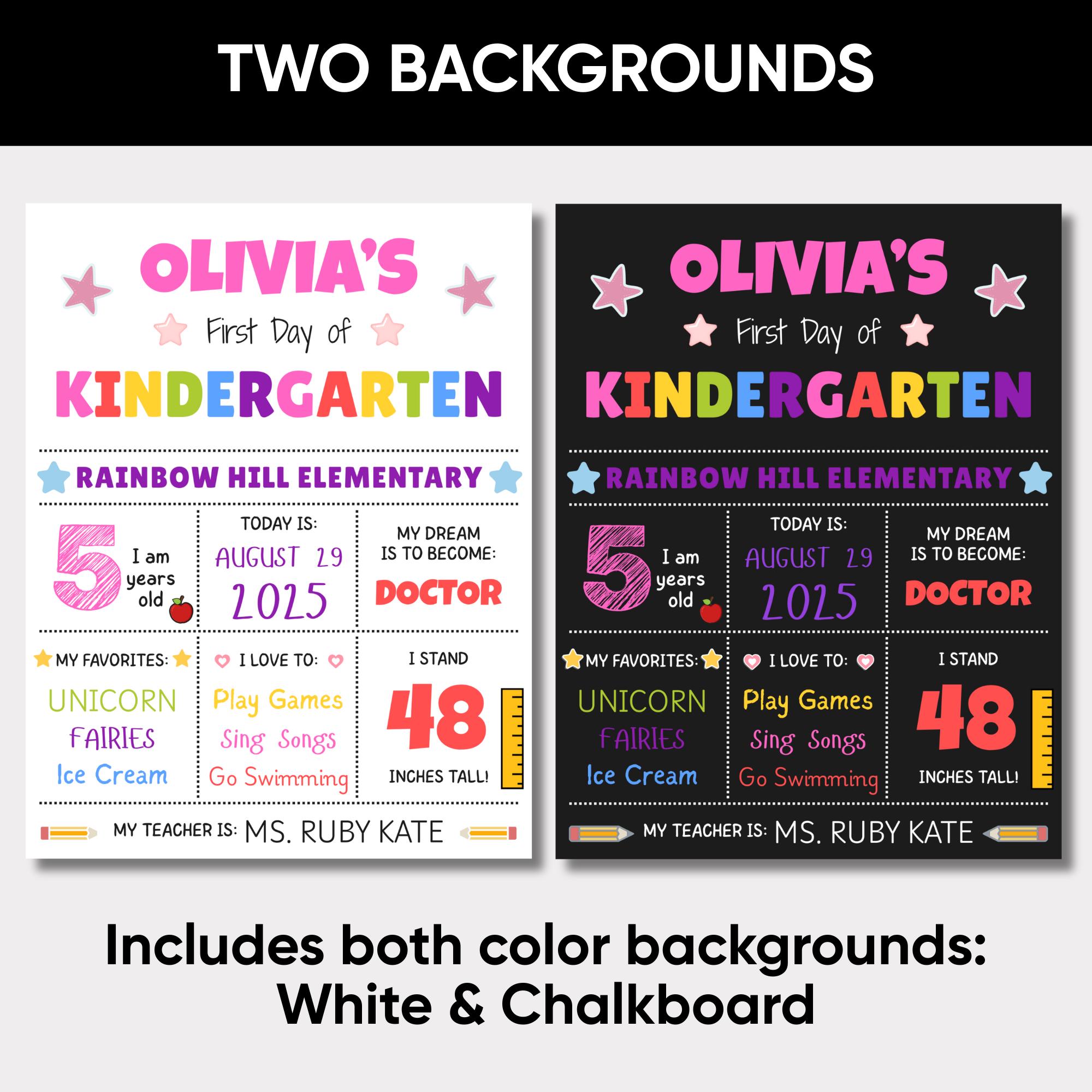 Editable First Day of School Sign: Chalkboard Canva Template (digital ...