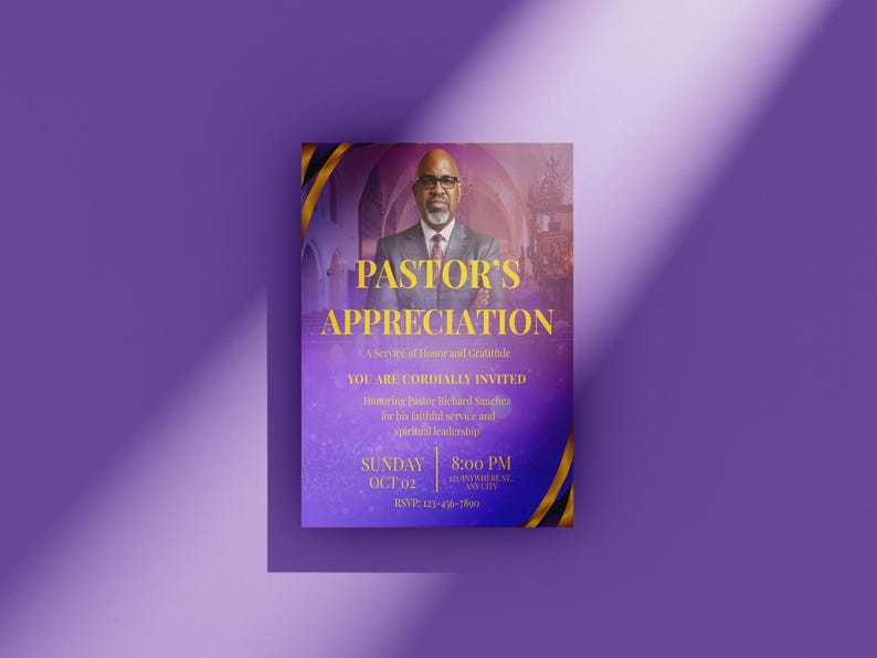 Pastor Appreciation Flyer Template | Editable Canva Design | Church ...