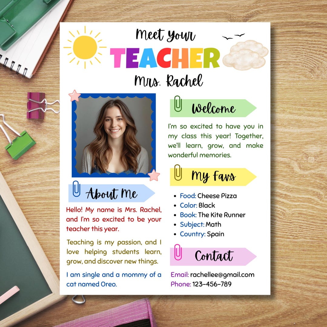 Printable Meet Your Teacher Letter Template, Meet the Teacher Bio, Back ...