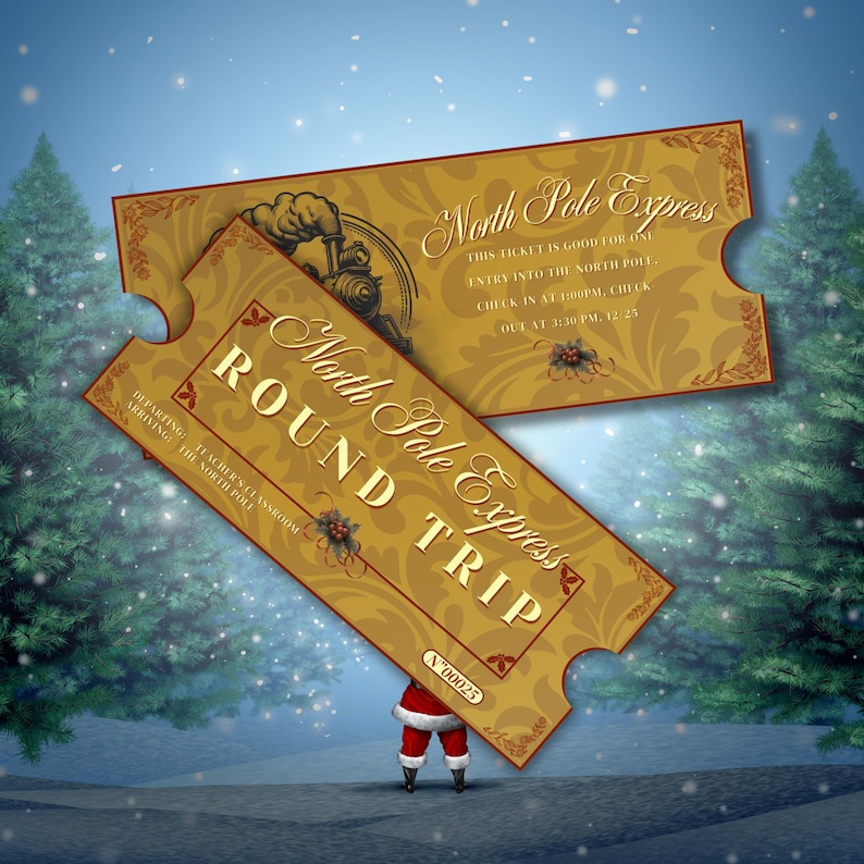 North Pole Golden Ticket Template, Polar Express Train Ticket ...
