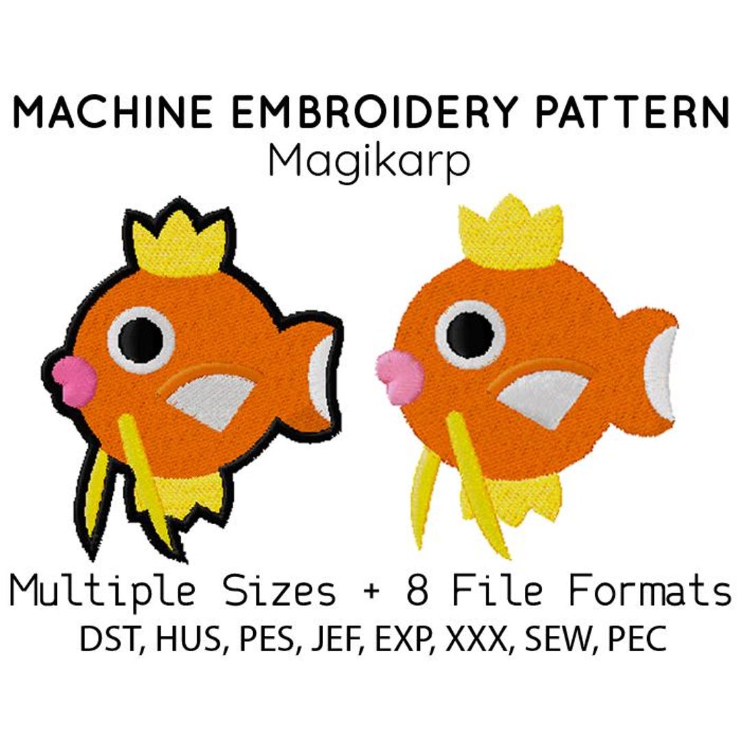 Pokemon Magikarp EMBROIDERY MACHINE FILES Pattern Design Hus Jef Pes ...