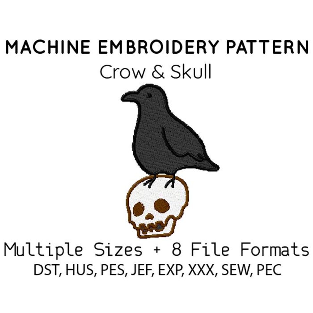 Crow and Skull EMBROIDERY MACHINE FILES Pattern Design Hus Jef Pes Dst ...