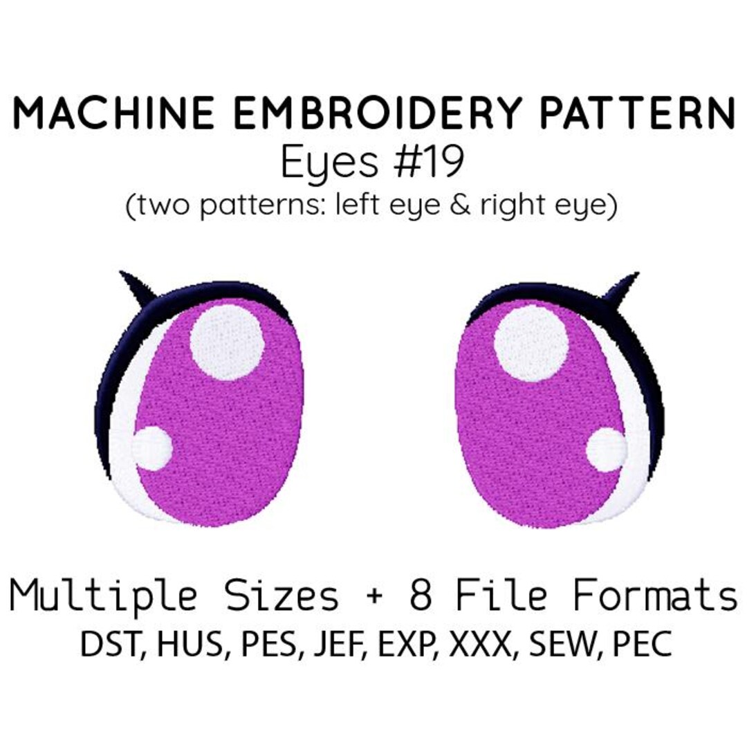 Plushie Eyes EMBROIDERY MACHINE FILES Pattern Design Hus Jef Pes Dst ...