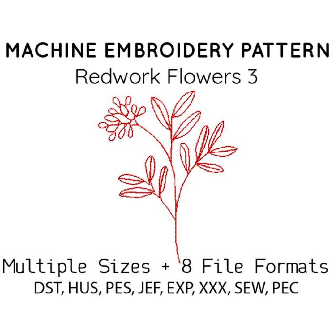 Redwork Flowers EMBROIDERY MACHINE FILES Pattern Design Hus Jef Pes Dst ...