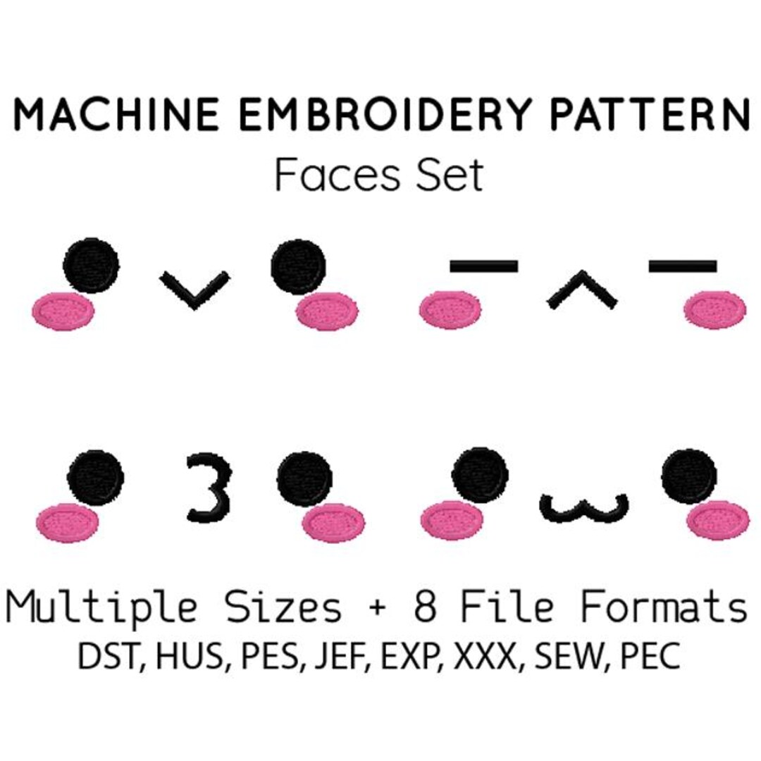 Plushie Eyes Faces EMBROIDERY MACHINE FILES Pattern Design Hus Jef Pes ...