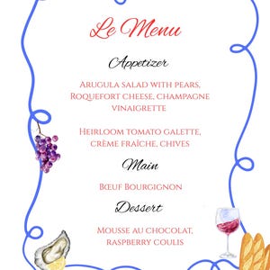 French Themed Bistro Menu - Etsy