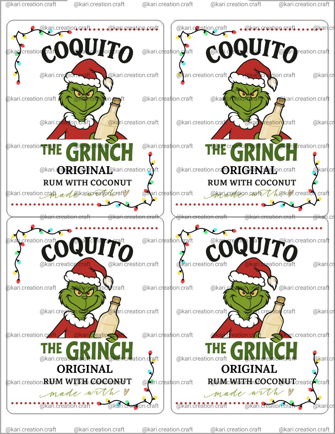 Grinch Coquito Label 4x5 - Etsy