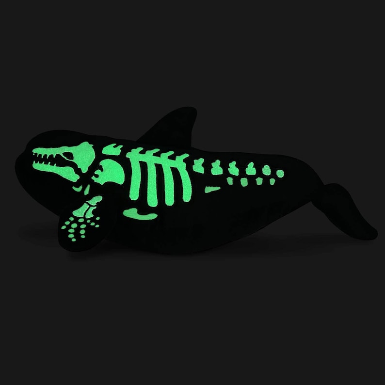 Reversible Glow in Dark Orca Killer Whale Skeleton Plushie | 12.5 ...