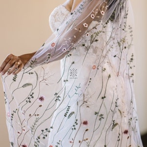 LENNOX VEIL, Lavender Color, Floral Veil Embroidered, Floral Veil ...
