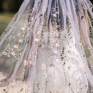 LENNOX VEIL, Lavender Color, Floral Veil Embroidered, Floral Veil ...