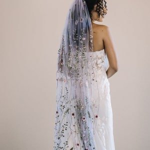 LENNOX VEIL, Lavender Color, Floral Veil Embroidered, Floral Veil ...