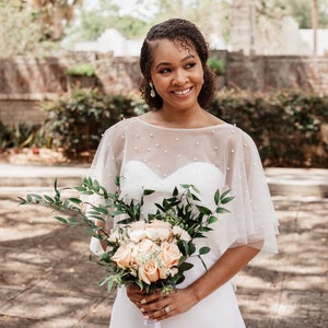 Pearl Tulle Wedding Capelet: Audrey Bridal Cover Up - Etsy