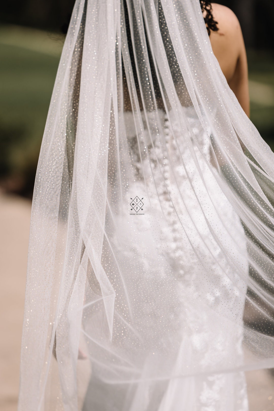 Sparkle Tulle Cathedral Veil: Ivory Gold Glitter Veil - Etsy