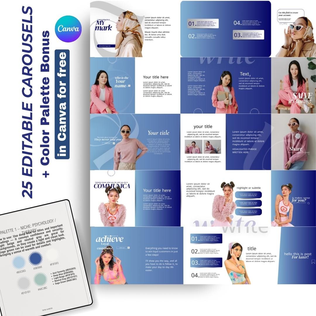 Instagram Infinite Carousel Templates | Canva Carousel Pack (25 Designs ...