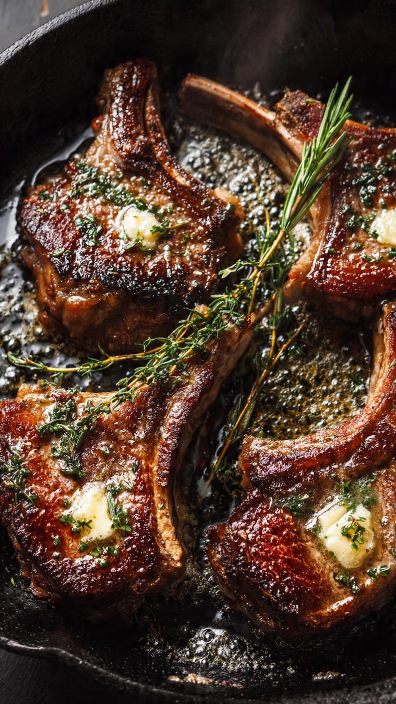 In der Pfanne angebratenes Lammkotelett Rezept | Knoblauch Kräutersaat ...