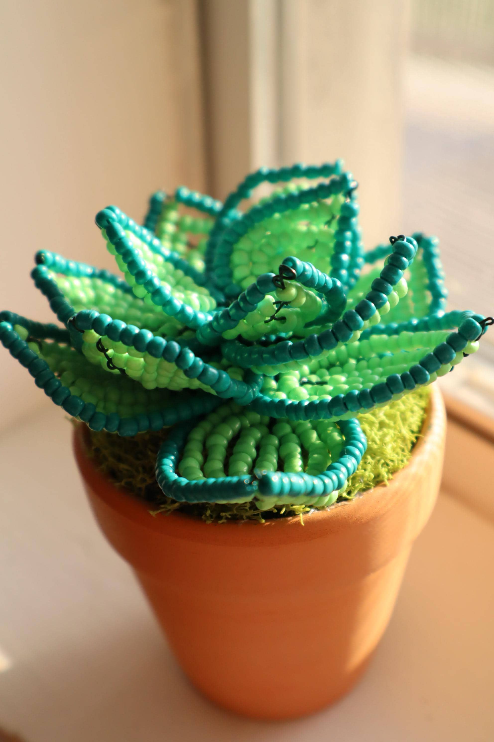 Beaded Succulent Plant in Terracotta Pot | Handmade Faux Plant Decor ...