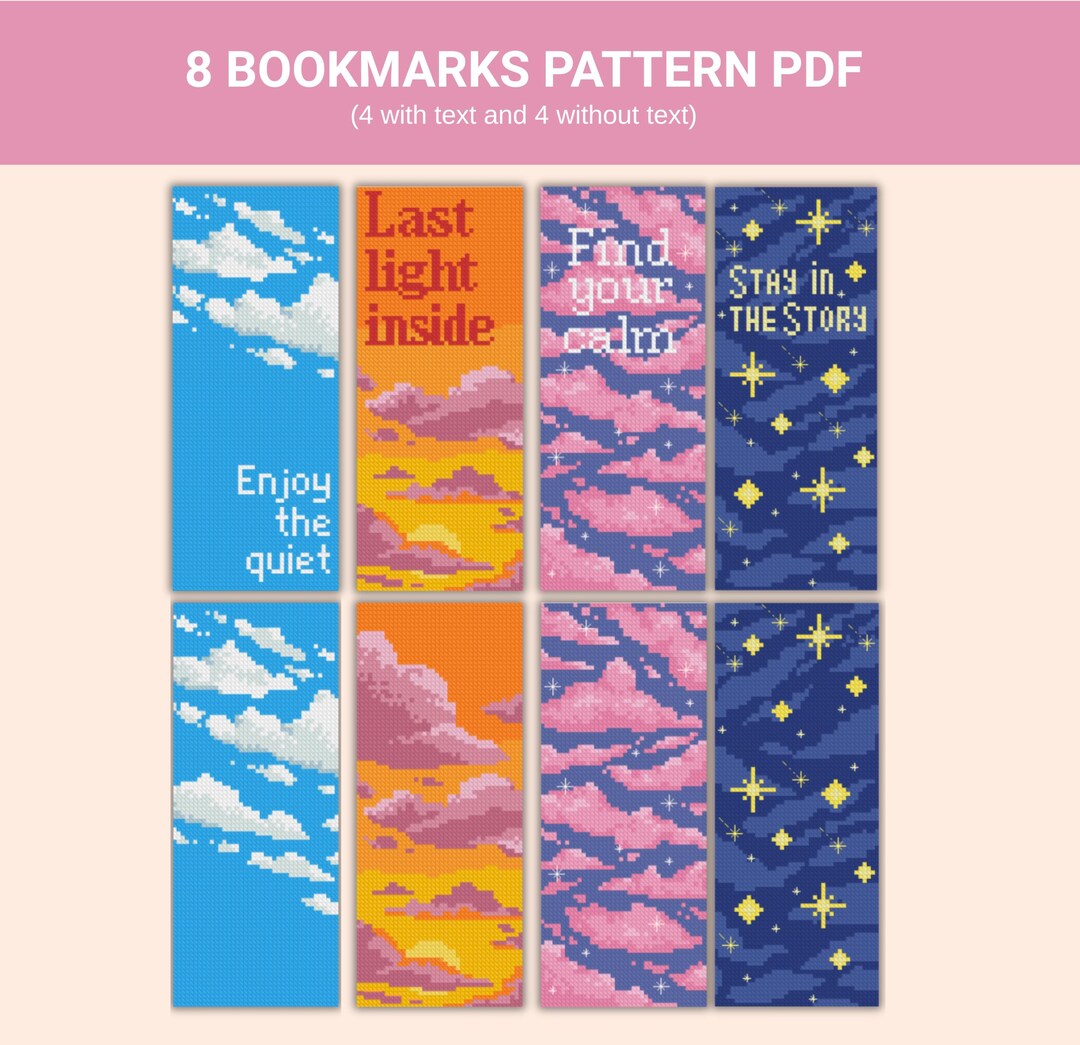 Sky Bookmark Cross Stitch PDF – Blue Sky, Night & Sunset Patterns With ...