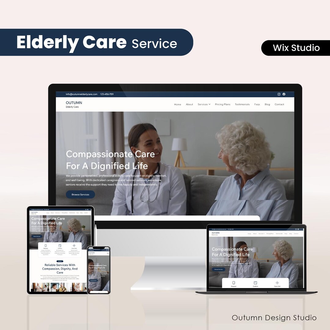 Elderly Care Wix Studio Website Template: In-home Caregiver, Senior ...