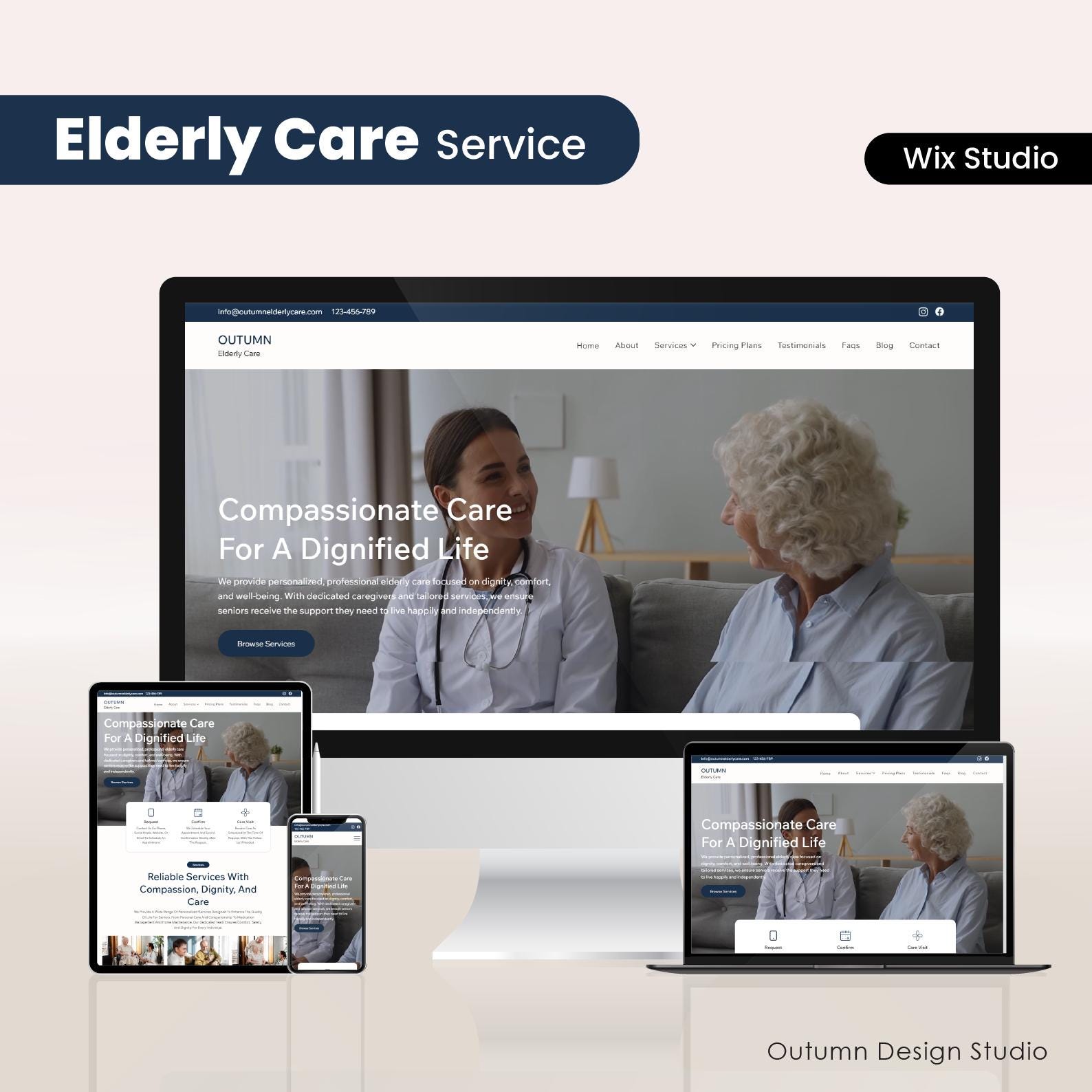 Elderly Care Wix Studio Website Template: In-home Caregiver, Senior ...