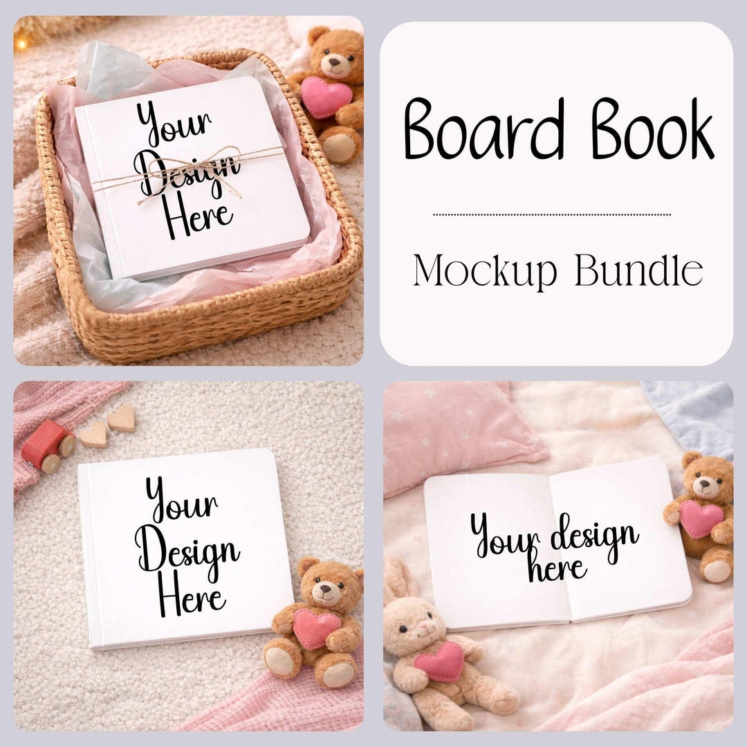6x6 Square Board Book Mockup Bundle | Canva Friendly (digital Download ...