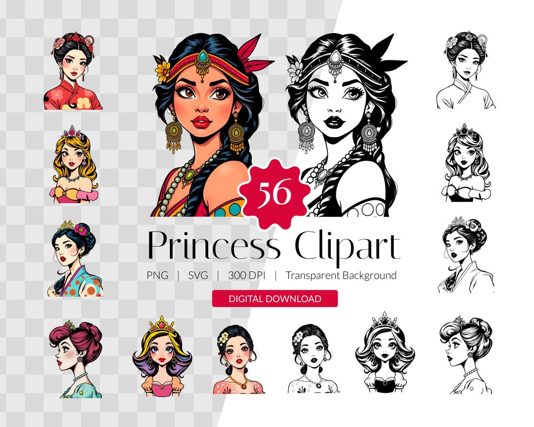 Princess Outline SVG, Princess Clipart, Princess Cut File, Instant ...