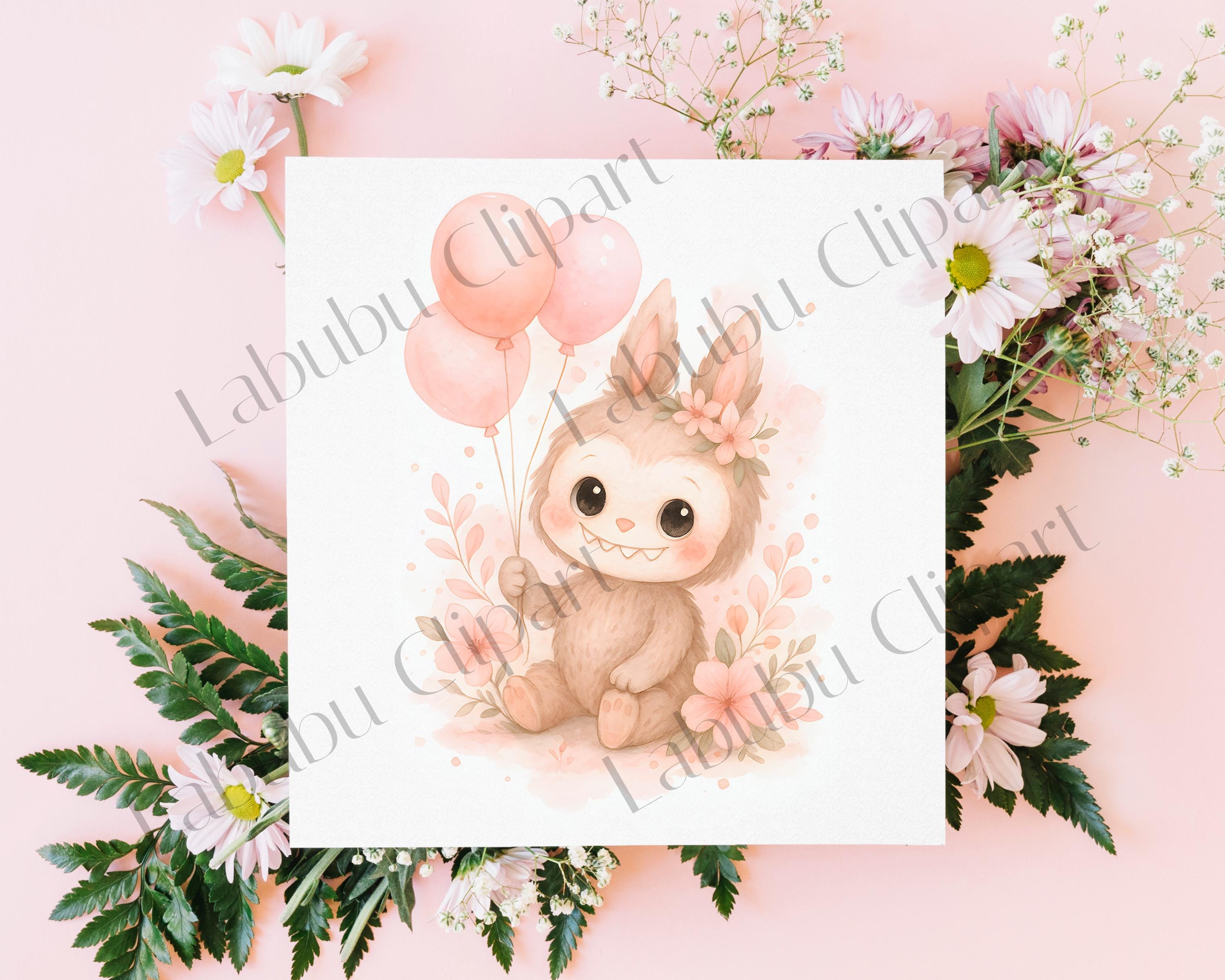 Watercolor Labubu Clipart Set, Cute Labubu Characters, Floral Fantasy ...