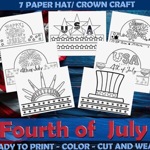 4th of July Hat Craft, USA Crown, Patriotic Activity, Independence Day ...