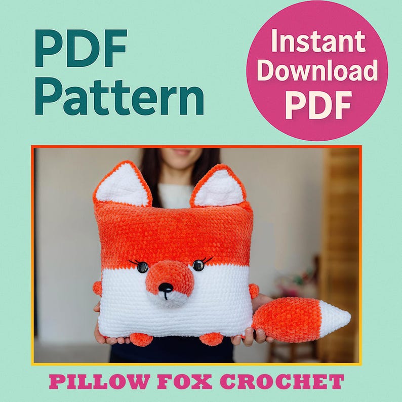 Pillow Fox Crochet Pattern PDF | Amigurumi Fox Cushion Plush Toy | DIY ...