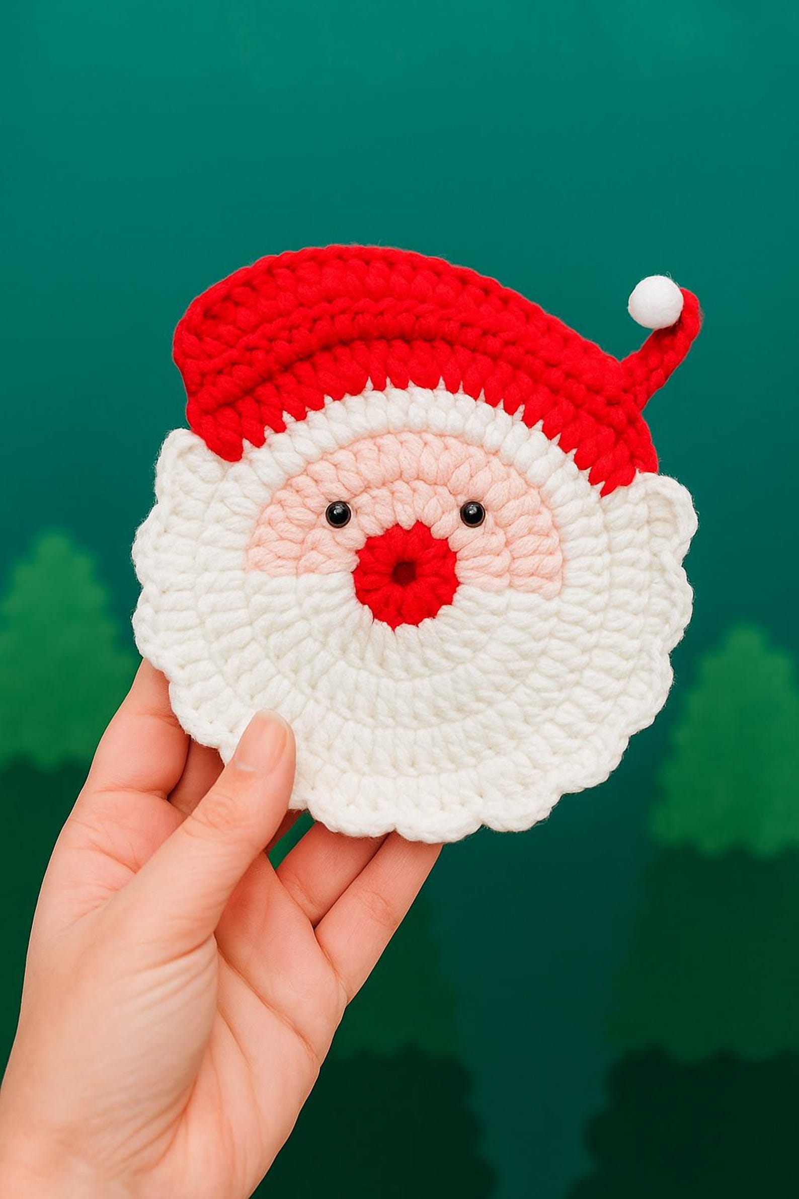 Santa Coaster Crochet Pattern PDF – Easy Christmas Ornament DIY ...