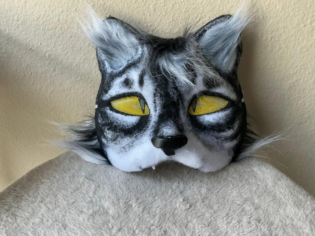 Ethereal Silver Fox Mask - Handcrafted Felted Mask With Amber Eyes and ...