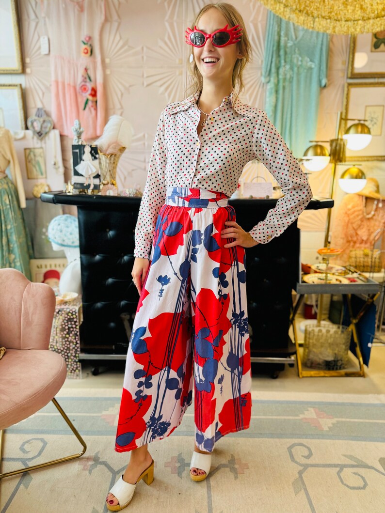 1960s Mod Cotton Wide Leg Pants - Etsy