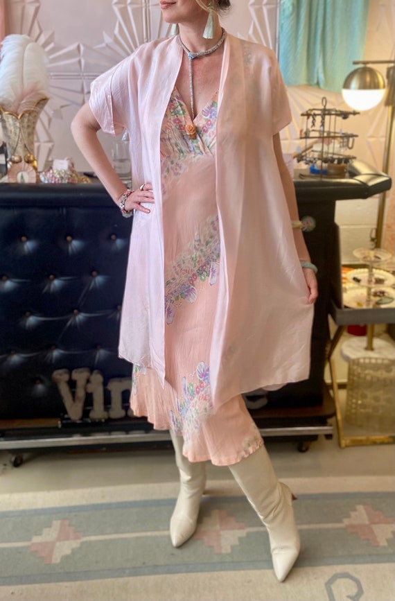 1940s Pink Sheer Open Duster - Gem