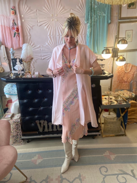 1940s Pink Sheer Open Duster - Gem