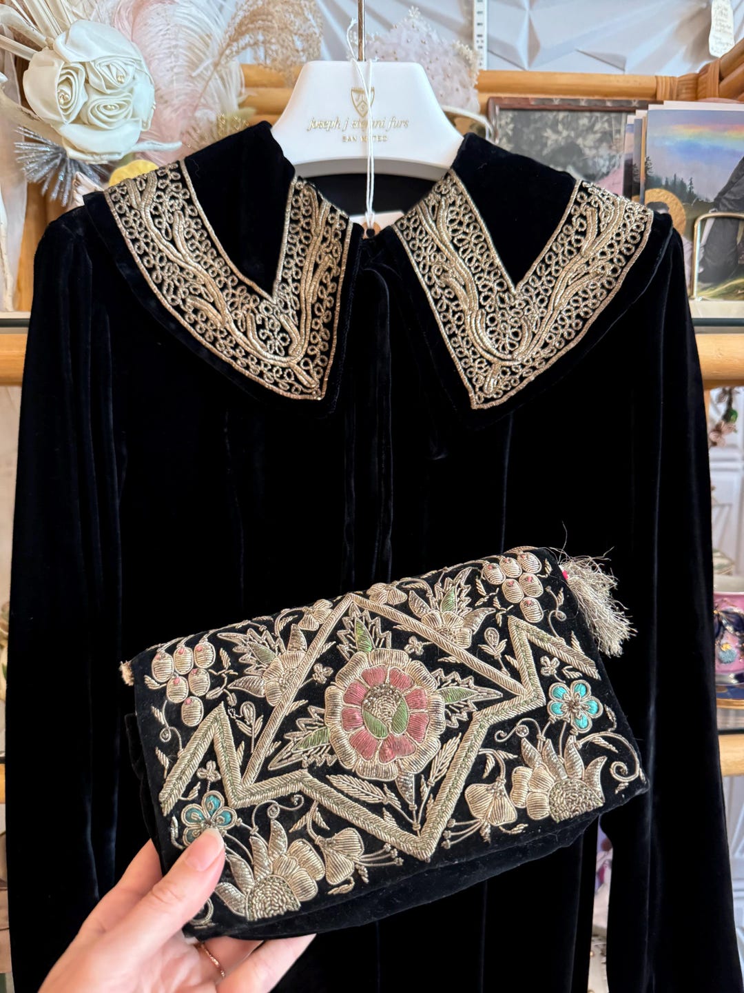 1930s Black Silk Velvet Dressing Gown With Metal Collar - Etsy