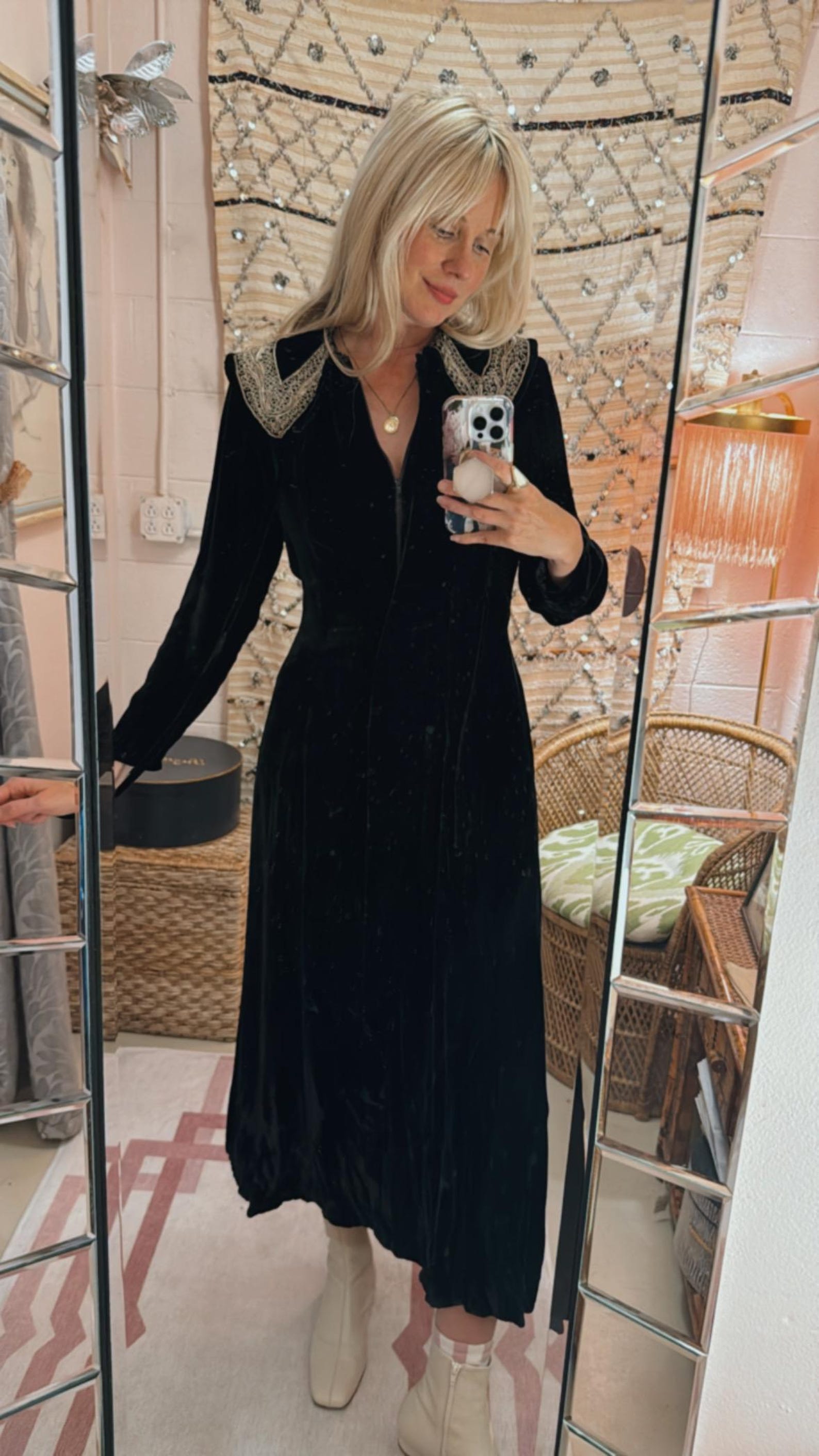 1930s Black Silk Velvet Dressing Gown With Metal Collar - Etsy