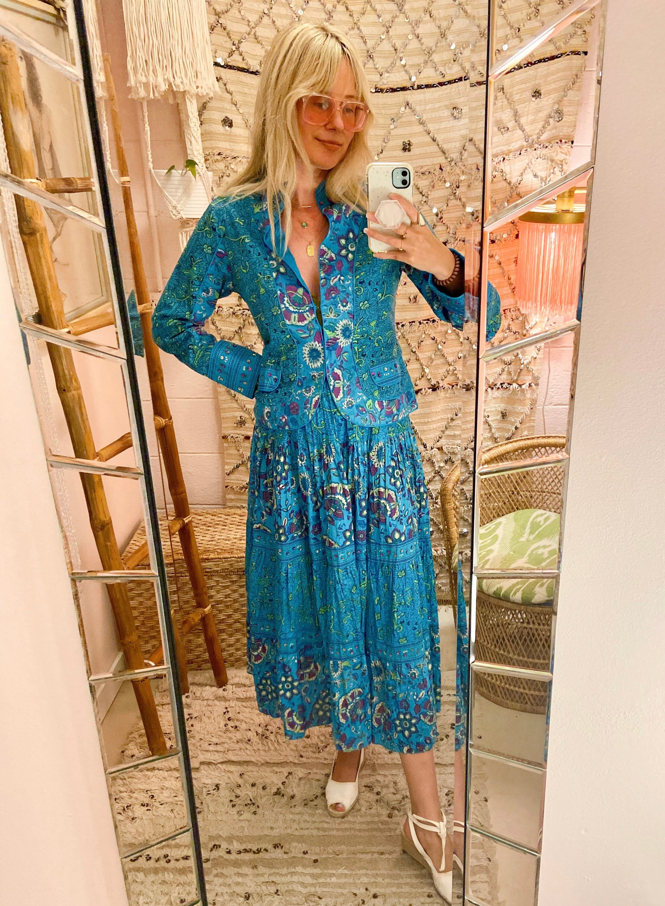 1970s Phool Turquoise Indian Cotton Set Fitted Jacket Full - Etsy