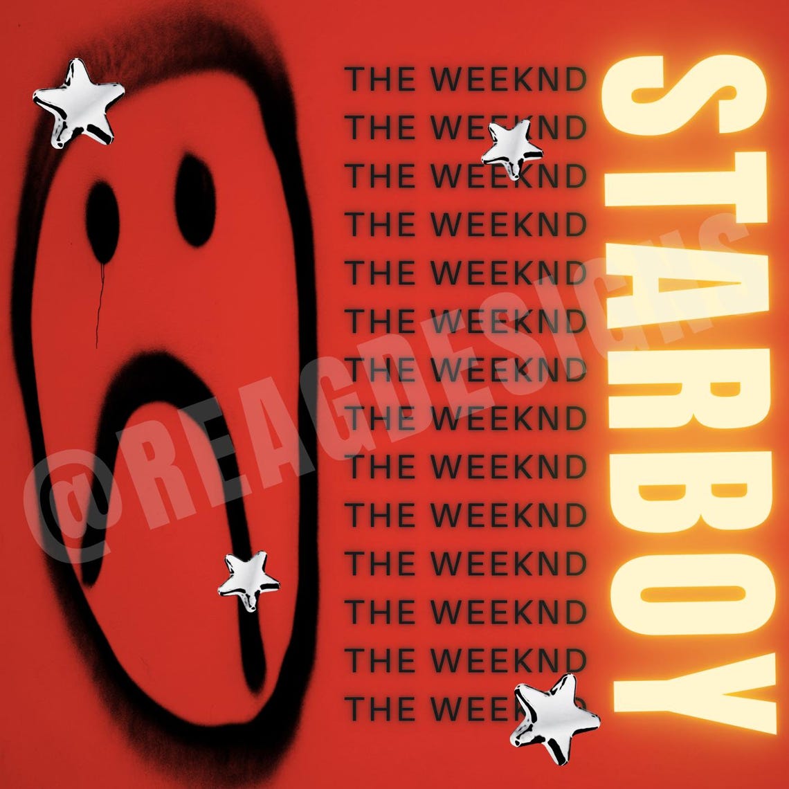 The Weeknd Digital Poster – Starboy Fan Art, R&B Music Print, Aesthetic ...