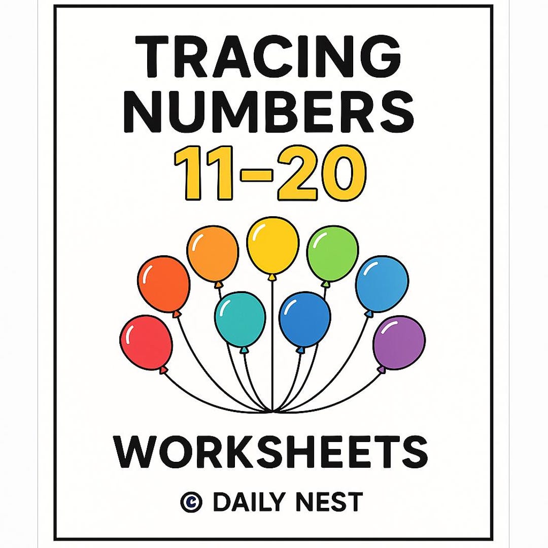 Tracing Numbers 11–20 | Printable Number Workbook for Kids | Preschool ...