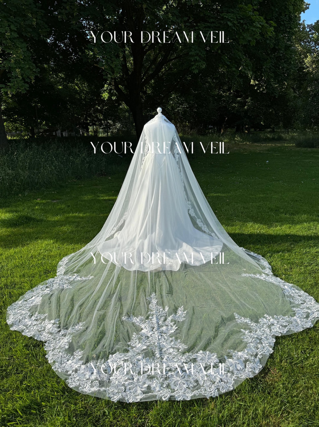 Long Wedding Veil, Ivory Lace Veil, Royal Luxurious Embroidered Veil ...
