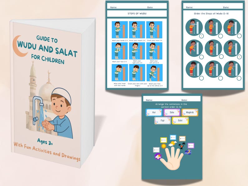 Wudu and Salat Guide for Kids, Step by Step Wudu, Islamic Learning ...