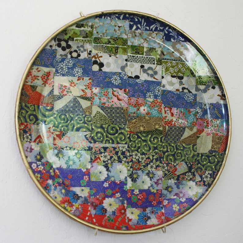 Asian Style Decoupaged Glass Platter: Joy Quilt | Etsy