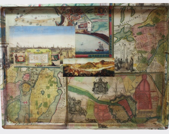 Ancient Maps & Ships Decoupaged Tray - Etsy