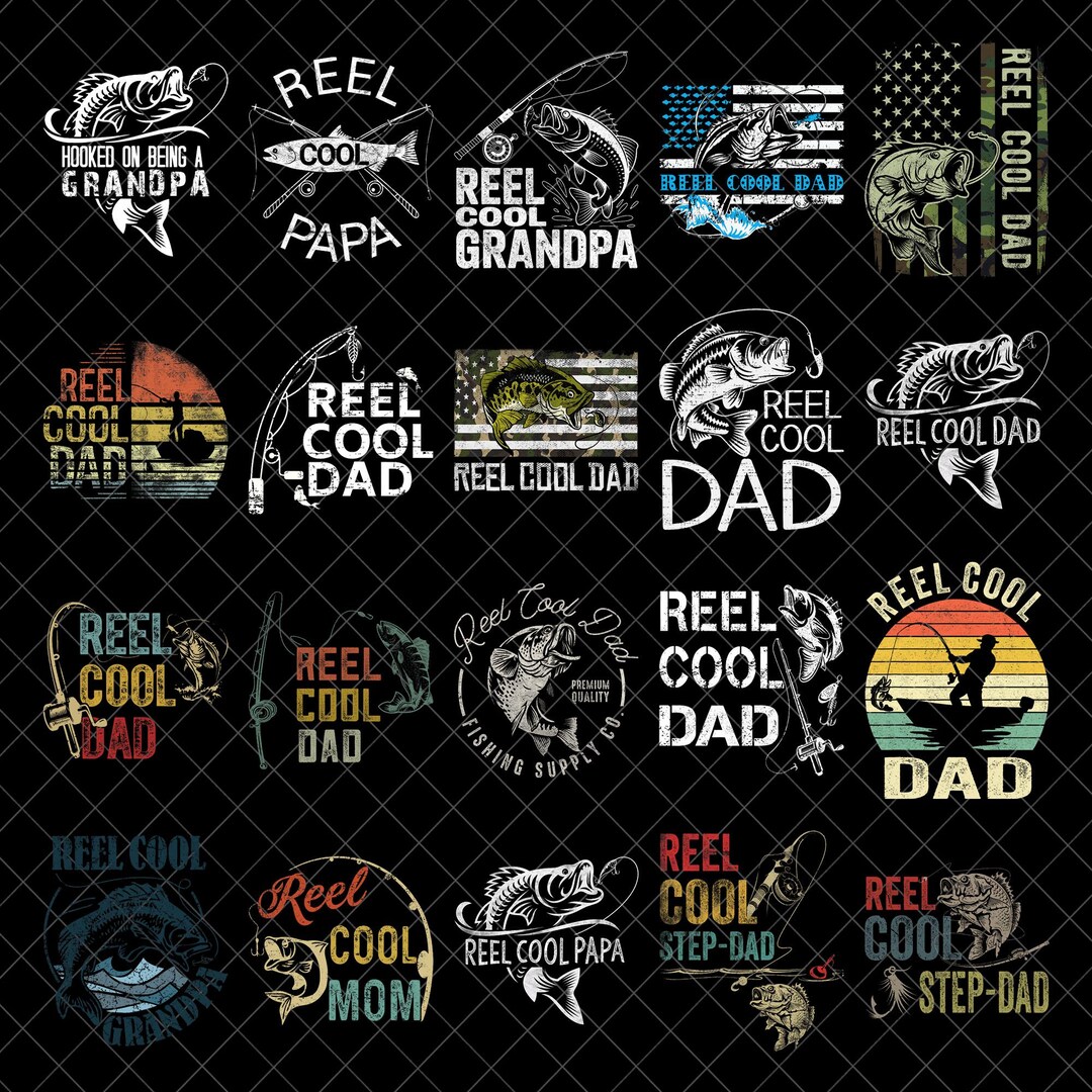 Retro Reel Cool Dad Png Bundle, Dad Fishing Png, Bass Dad Ever Png ...