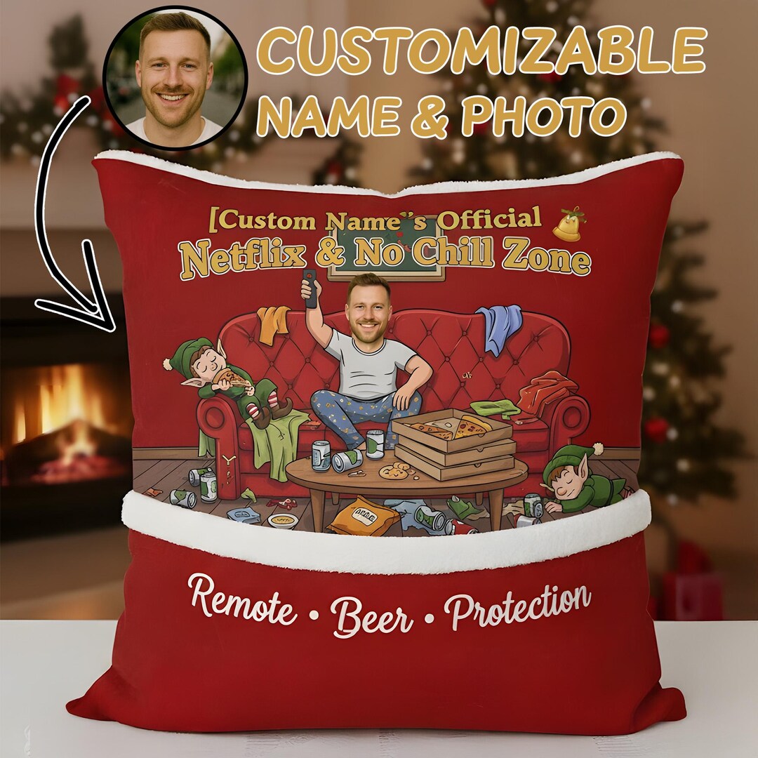 Funny Custom Christmas Pillow – Personalized Photo & Name Gift, Holiday ...