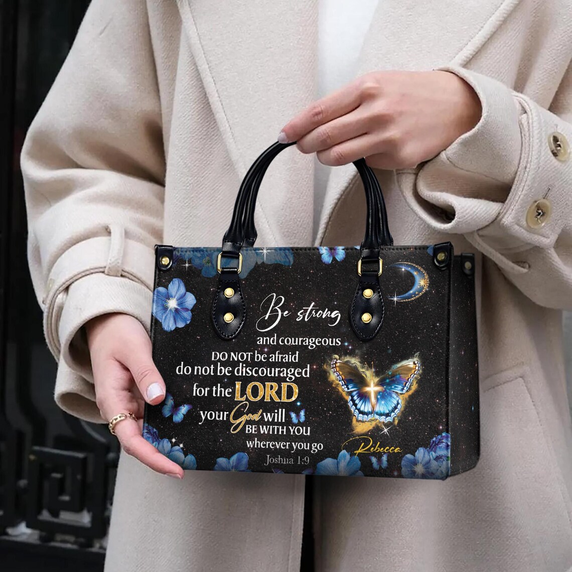 Personalized Christian Handbag – Custom Name Faith Purse – Joshua 1:9 ...