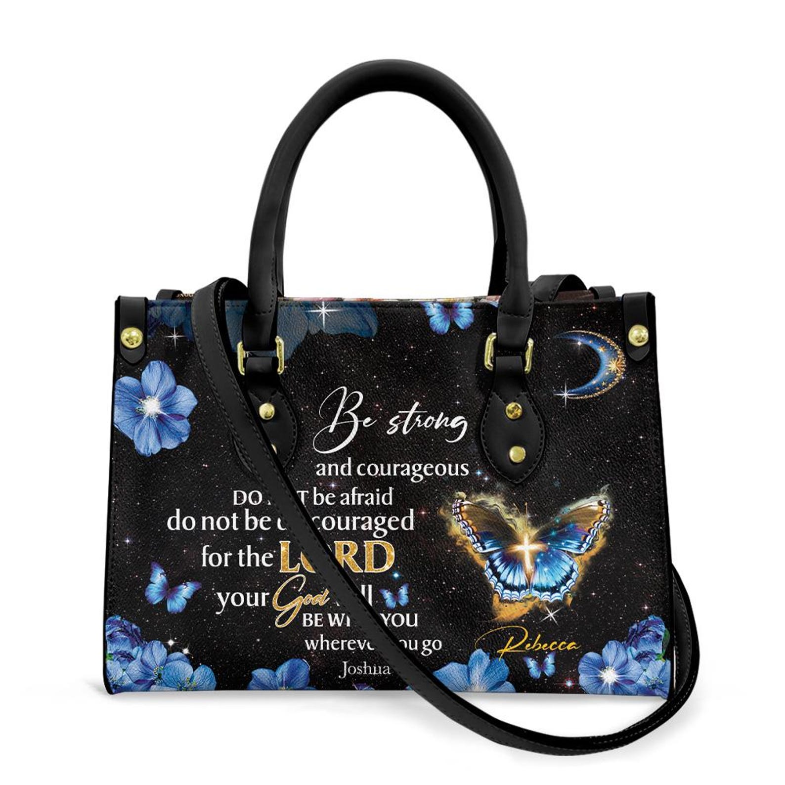 Personalized Christian Handbag – Custom Name Faith Purse – Joshua 1:9 ...