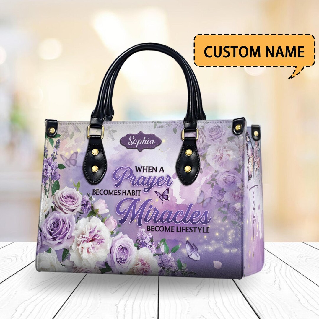 Custom Name Christian Handbag | Prayer Habit Miracle Lifestyle Bag ...