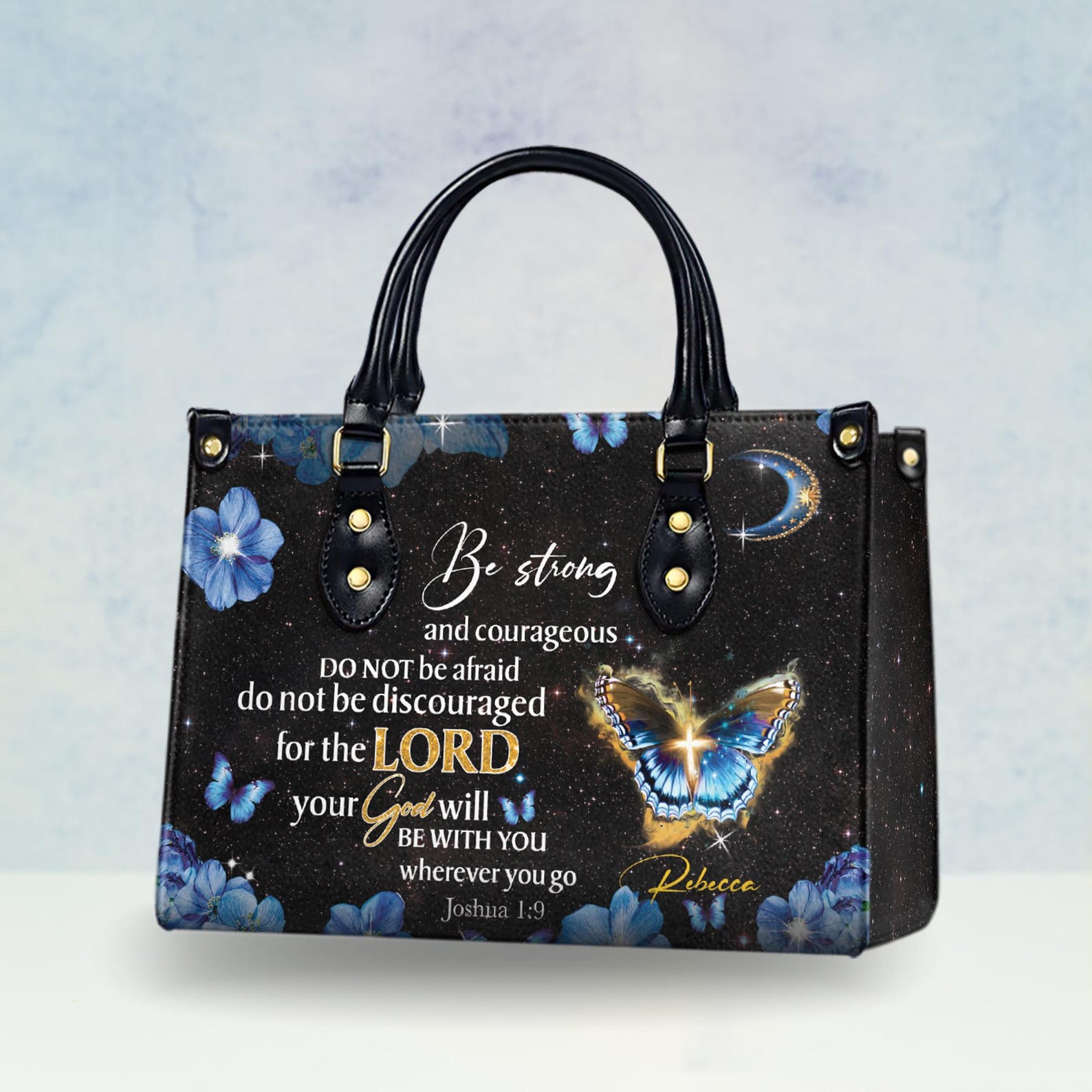 Personalized Christian Handbag – Custom Name Faith Purse – Joshua 1:9 ...