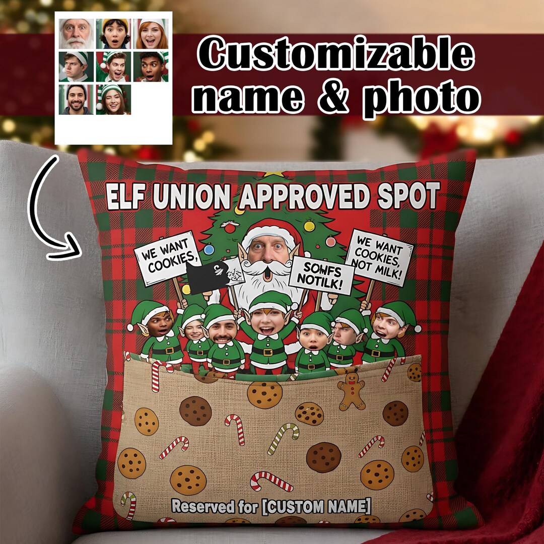 Personalized Elf Union Christmas Pillow | Funny Holiday Gift | Custom ...